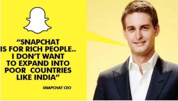 禍從口出 Snapchat CEO一句「印度西班牙太窮」 引發劣評杯葛潮