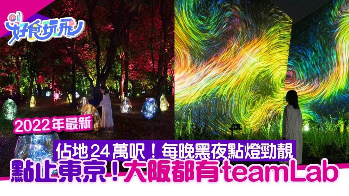 大阪teamLab｜常駐展出夜間新景點 唯美沉浸式光影藝術展品