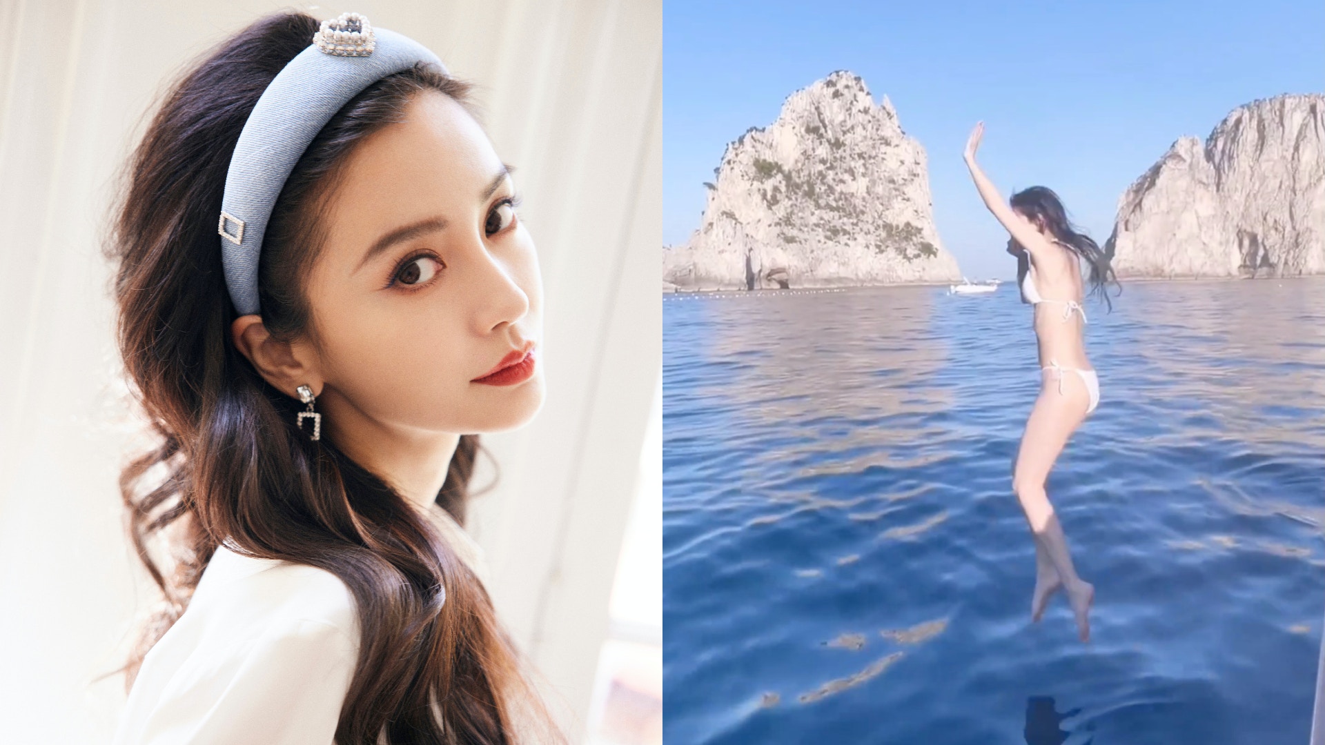 Angelababy着bikini跳海騷纖腰長腿 網友激讚︰像美人魚回歸大海