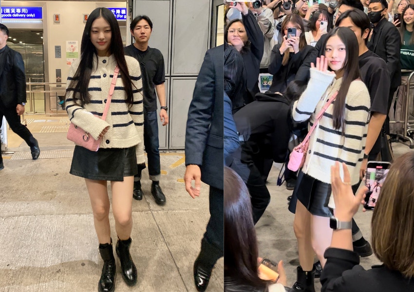 NewJeans Haerin首度襲港 短裙大騷美腿靚爆機場