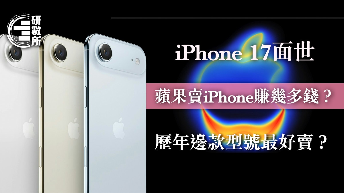 iPhone 17│蘋果公司1年iPhone收入XXXXX億港元 邊個型號最賺錢？